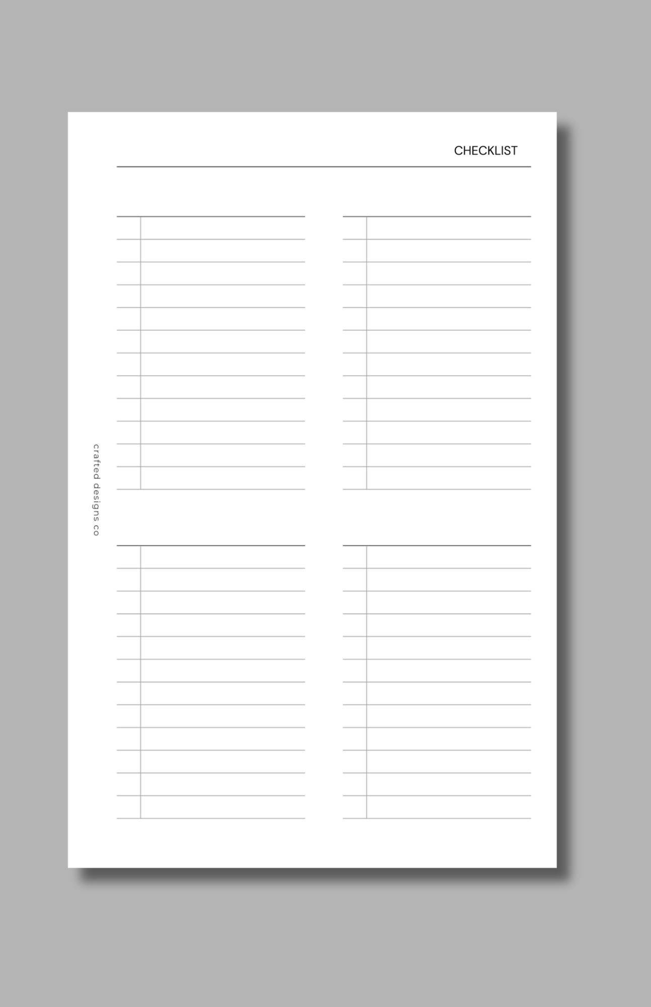 Checklist Insert – Crafted Designs Co